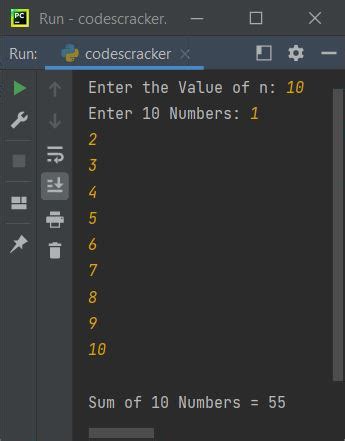 Python Program To Find The Sum Of N Numbers