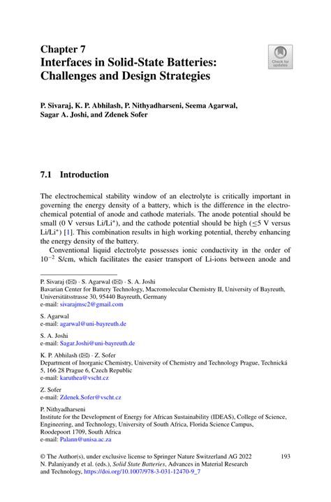 Pdf Interfaces In Solid State Batteries Challenges And Design Strategies