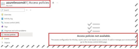 The Access Configuration For This Key Vault Is Set To Role Based Access Control Azure Lessons