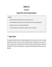 Understanding Tangent Planes and Linear Approximation in | Course Hero