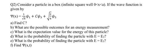 Solved Q Consider A Particle In A Box Infinite Square Chegg