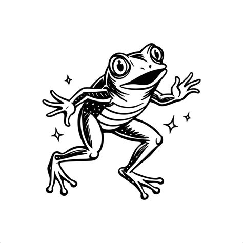 Frog Jumping Black And White 54987797 Vector Art At Vecteezy
