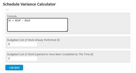 Schedule Variance Calculator Calculator Academy