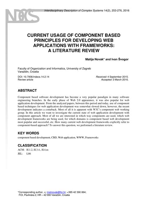 pdf current usage of component based principles for developing web