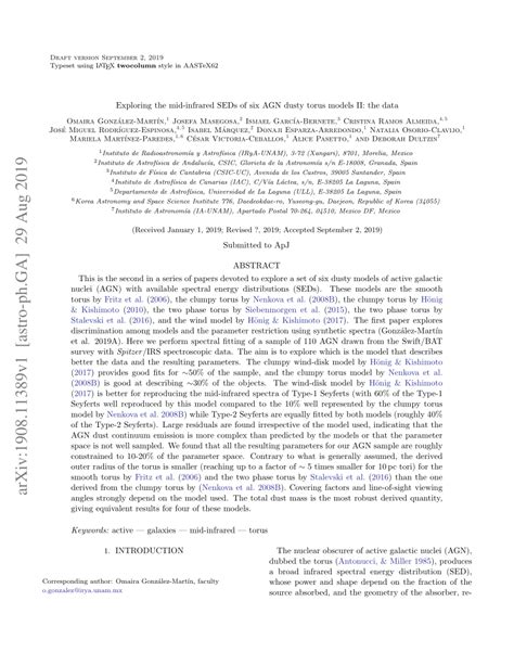 Pdf Exploring The Mid Infrared Seds Of Six Agn Dusty Torus Models Ii The Data