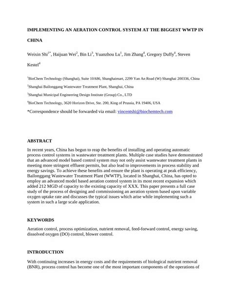 Pdf Implementing An Aeration Control 2014implementing An