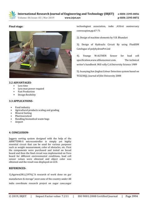 Irjet Jaggery Quality Testing And Sorting System Pdf