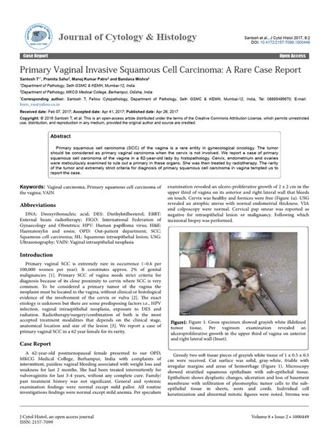 Primary Vaginal Invasive Squamous Cell Carcinoma A Rare Case Report