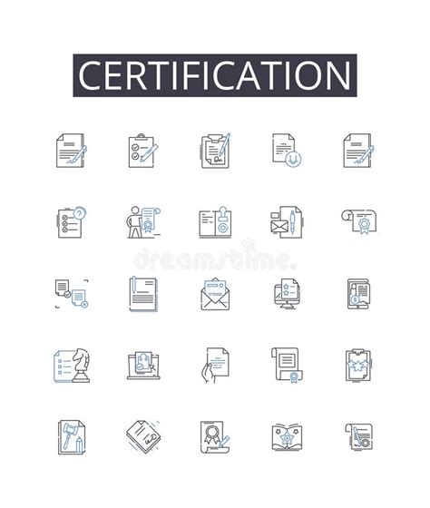 Certification Line Icons Collection Approval Accreditation Authentication Authorization