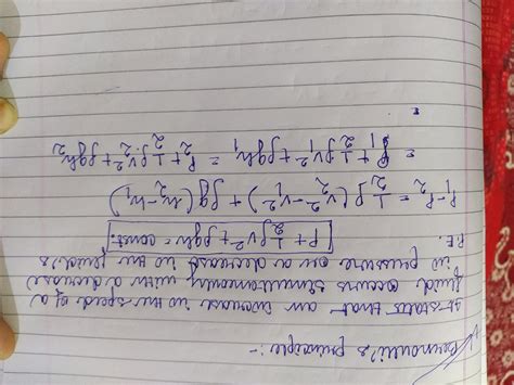 A State And Prove Bernoulli S Principle The Flow Of Non Viscous Fl B How Does Bernoulli S