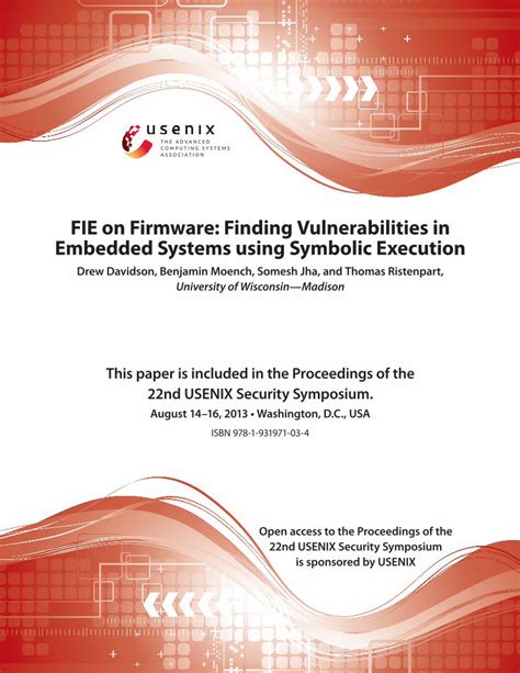 Pdf Fie On Firmware Finding Vulnerabilities In Embedded Systems