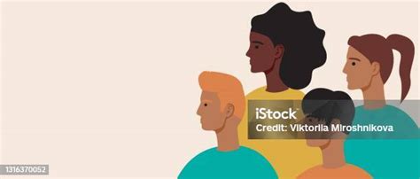 다양한 다문화 사람들 복사 공간 템플릿 아프리카 계 미국인 아시아 유럽 아랍과 플랫 벡터 스톡 일러스트 군중에 대한 스톡 벡터 아트 및 기타 이미지 Istock