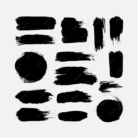 잉크 브러시 스트로크 컬렉션 프리미엄 벡터