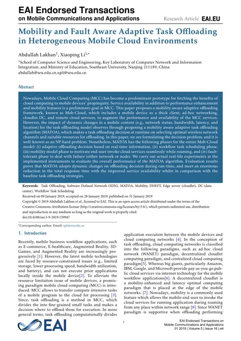 Pdf Mobility And Fault Aware Adaptive Task Offloading In