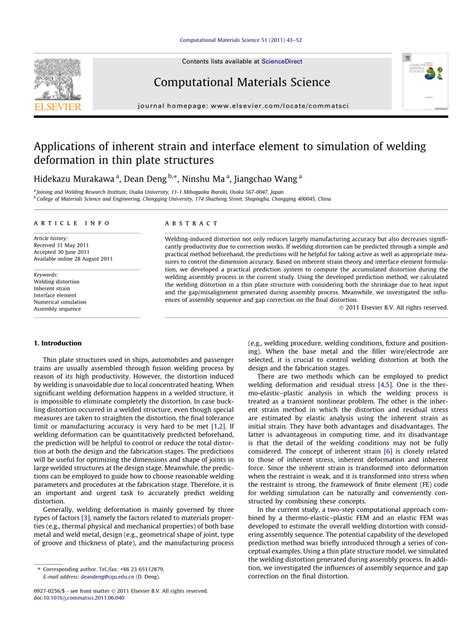 Pdf Applications Of Inherent Strain And Interface Element To