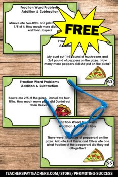 FREE Adding And Subtracting Fractions Word Problems Task Cards Digital
