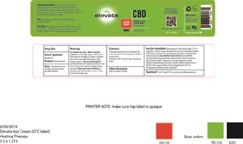 Ndc 76348 455 Elevate Cbd Heating Therapy Cream Topical Label