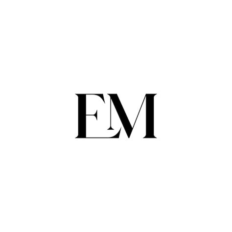 em 모노그램 로고 디자인 문자 텍스트 이름 기호 흑백 로고타입 알파벳 문자 단순 로고 프리미엄 벡터