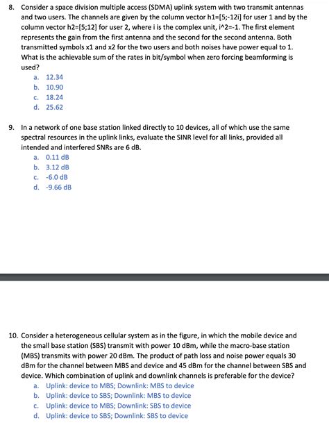 Solved 8 Consider A Space Division Multiple Access Sdma