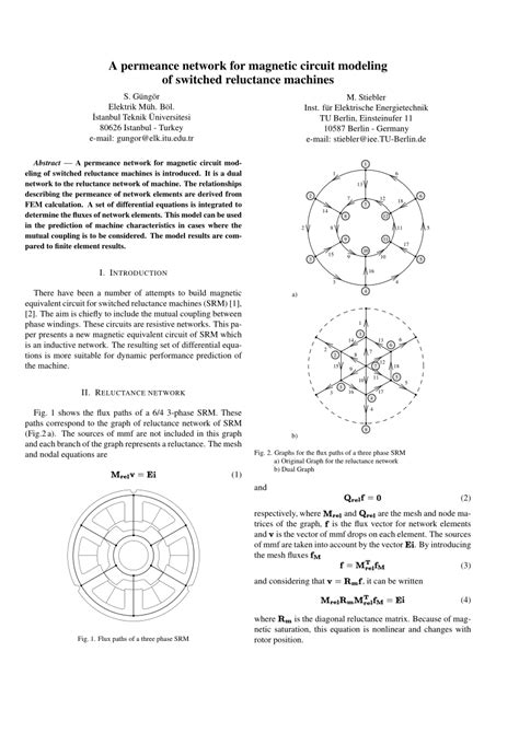 Pdf A Permeance Network For Magnetic Circuit Modeling Of Switched
