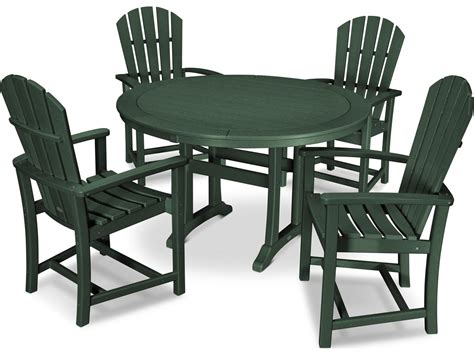 Polywood Palm Coast 5 Piece Round Outdoor Dining Set With Nautical