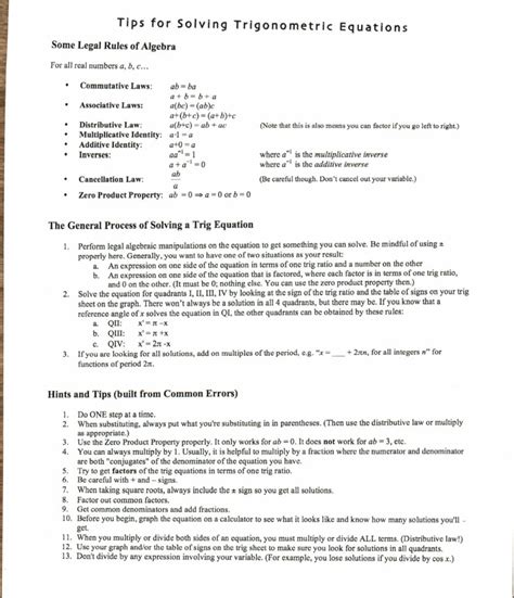Worksheet Trig Equations Worksheet Quiz Worksheet Solving Db Excel Com