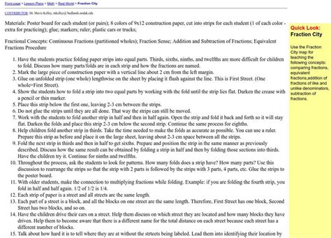 Teachnet Fraction City Lesson Plan For 3rd 8th Grade Lesson Planet