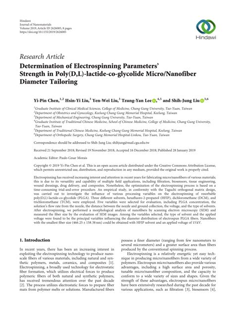 Pdf Determination Of Electrospinning Parameters Strength In Polydl Lactide Co Glycolide