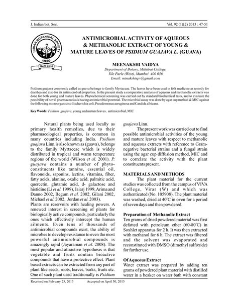 Pdf Antimicrobial Activity Of Aqueous And Methanolic Extract Of Young