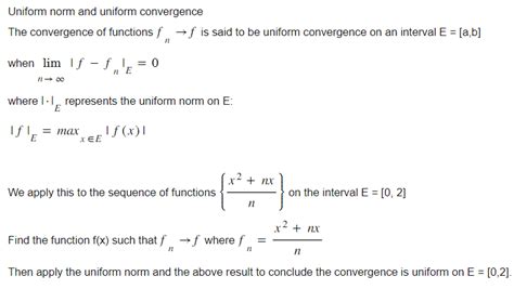 Solved Uniform Norm And Uniform Convergence The Convergence