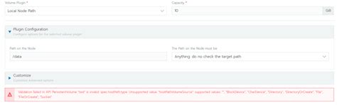 unable to create persistent volume local disk path from rancher ui