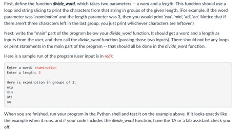 Solved First Define The Function Divideword Which Takes