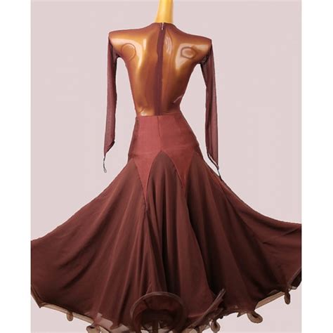 Custom Size Brown Color Ballroom Dance Dresses For Women Girls Waltz