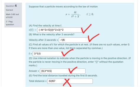 Solved Suppose That A Particle Moves According To The Law Of