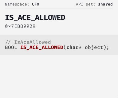 IsAceAllowed FiveM Natives Cfx Re Docs