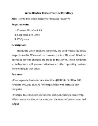 How To Use Write Blocker For Imaging Pen Drive PDF