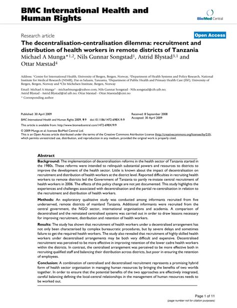 Pdf The Decentralisation Centralisation Dilemma Recruitment And Distribution Of Health