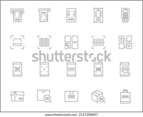 Set Qr Code Scan Icons Line Stock Vector Royalty Free 2127208847