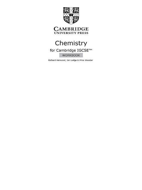 Cambridge Igcse™ Chemistry Workbook With Digital Access 2 Years Harwood Richard Lodge Ian