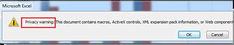 Cách tắt thông báo Privacy Warning trên Excel