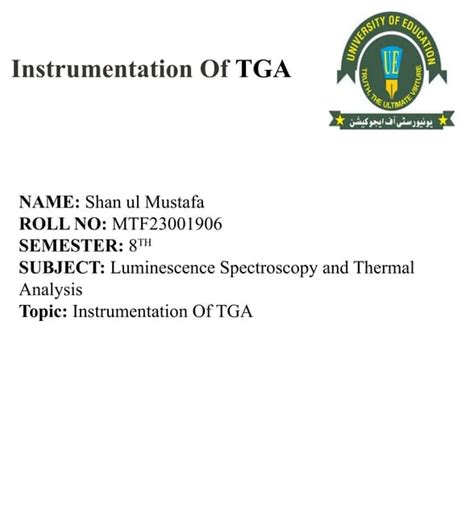 Thermogravimetric Analysis Ppt Pptx