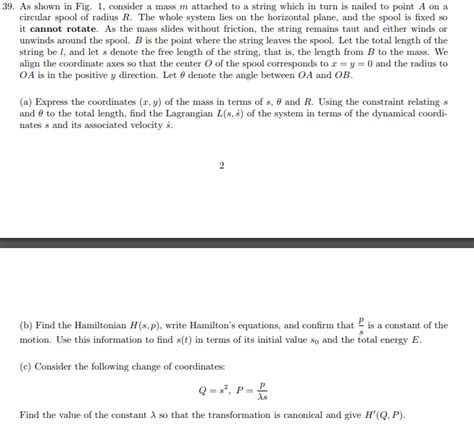Solved As Shown In Fig Consider A Mass M Attached To Chegg