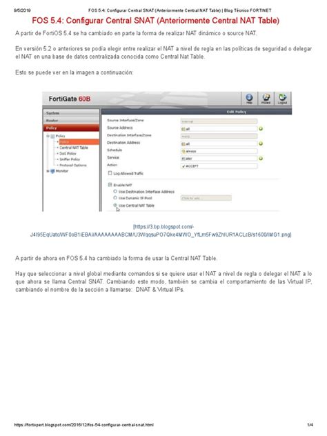 Fos 5 4 Configurar Central Snat Anteriormente Central Nat Table Blog Técnico Fortinet