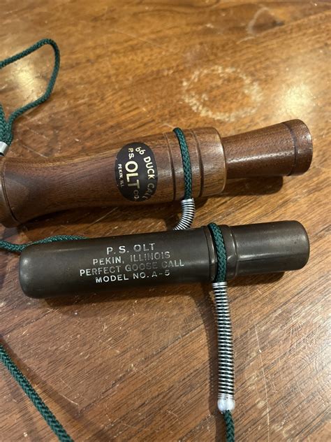 2 Vintage Ps Olt Calls On Lanyard 66 Duck Call And Goose Call Model No