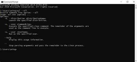 Wsl Command Arguments Missing Eg Wsl All Returns Invalid Command