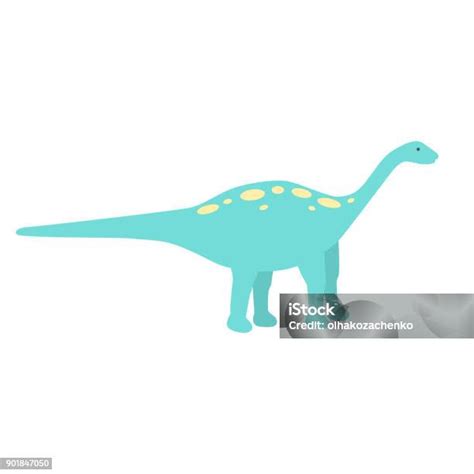 Ilustración De Apatosaurus Azul Dinosaurios En Estilo Plano Ilustración
