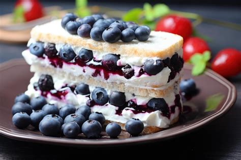 Premium Photo Luscious Sandwich Cream Blueberry Generate Ai