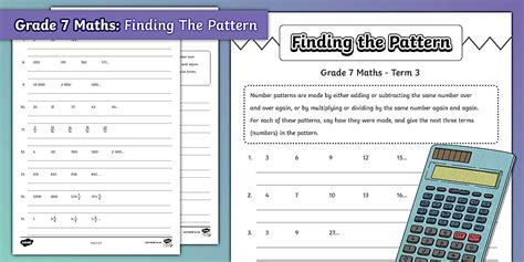 Finding The Pattern Grade 7 Maths Term 3 Activity Sheet