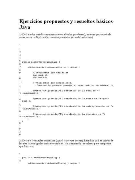 019 Ejercicios Propuestos Y Resueltos Básicos Java Descargar Gratis Pdf Java Lenguaje De