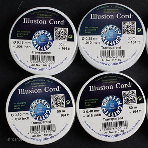 Illusion Cord Griffin Jewellery Stringing Cord Transparent 50m Reel 0. ...